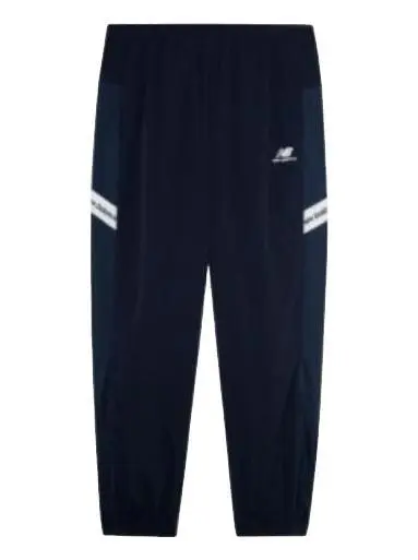 NEW BALANCE Logo Fleece Striped Joggers - Navy/white