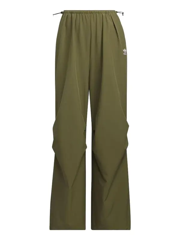 Adidas Originals Wide Leg Pants With Drawstring Waist - Olive Green
