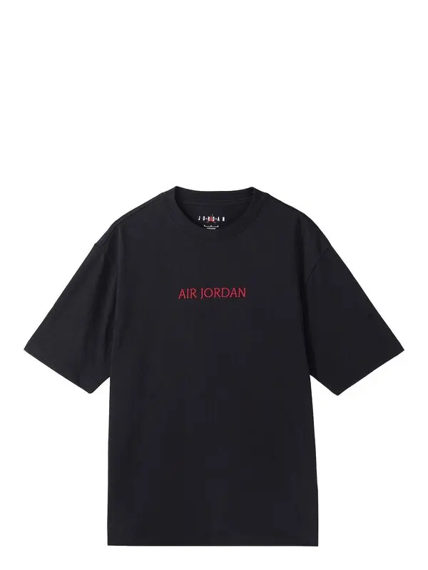 JORDAN Casual Solid Color Printing Round Neck Pullover Short Sleeve Black - Default Color