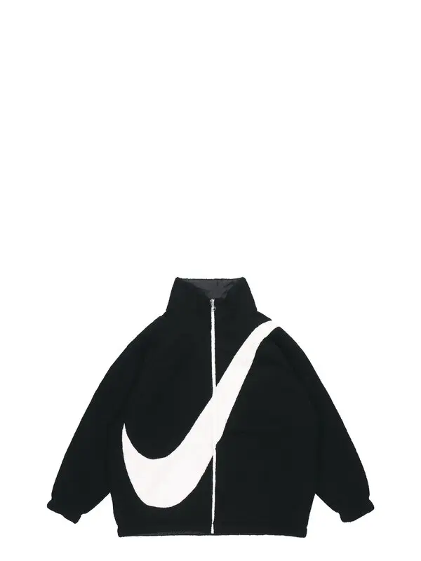 Nike Reversible Lambswool Jacket With Large Logo Detail - Black