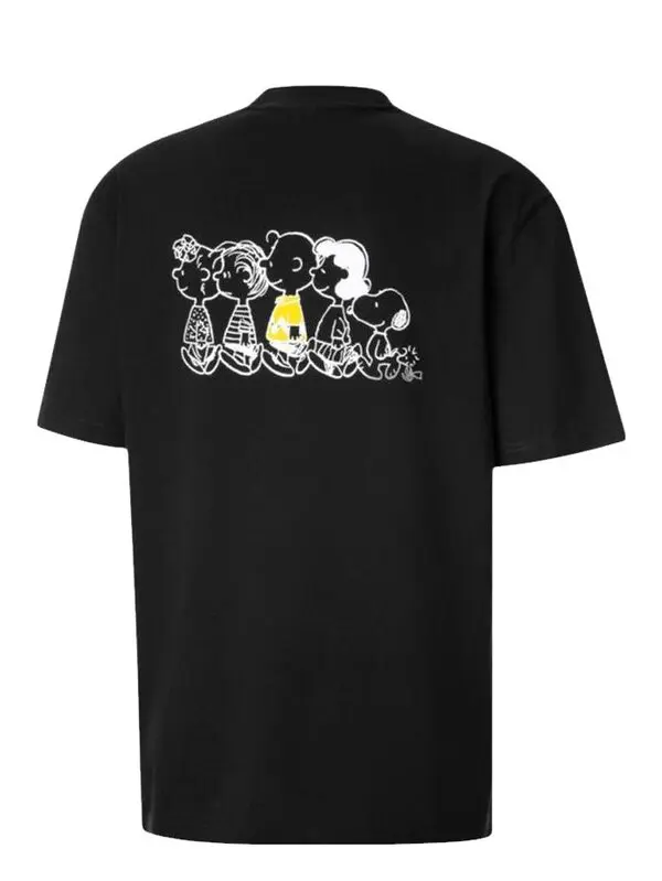 PUMA X Peanuts Crossover Cartoon Pattern Printing Sports Short Sleeve - Black
