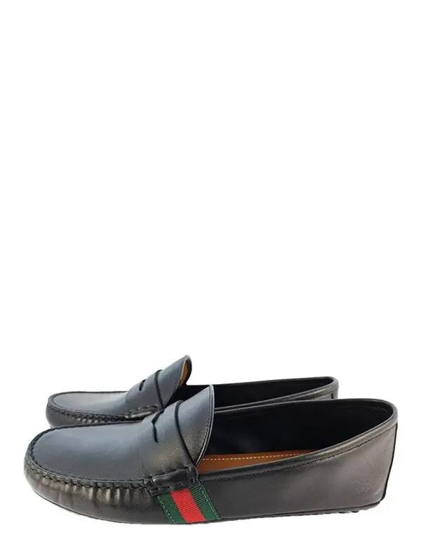 Gucci Web Accent Leather Loafers - Black
