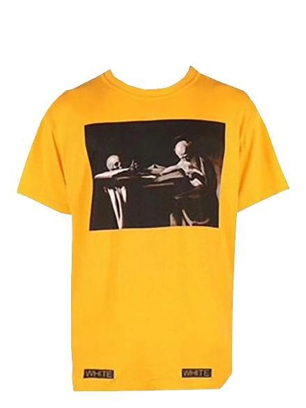 Off-White Graphic Print Short Sleeve T-shirt - Yellow