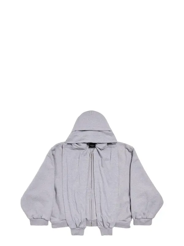 Balenciaga Incognito Boxy Zip-up Hoodie Large Fit - Grey