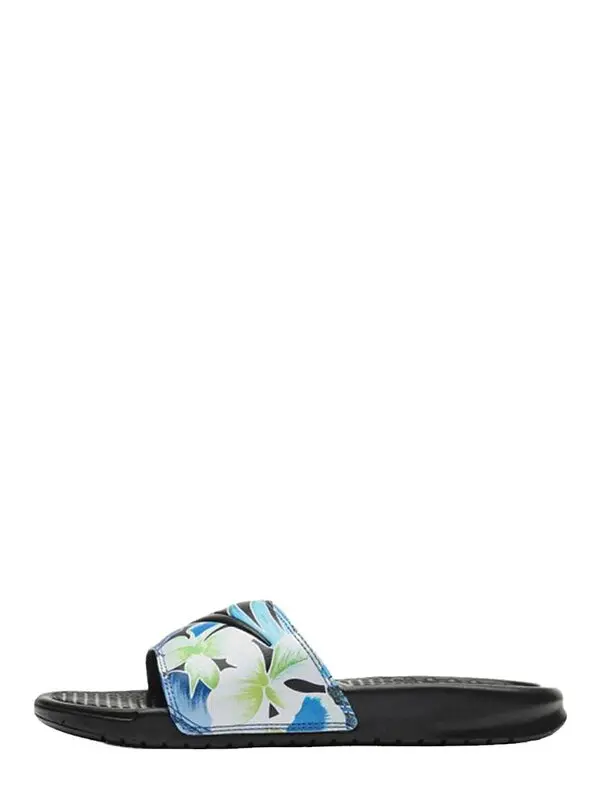 Nike Benassi Jdi Print Slides - Black/white-game Royal-luminous Green