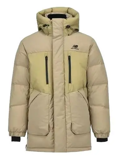 NEW BALANCE Winter Hooded Long Down Jacket - Khaki/black