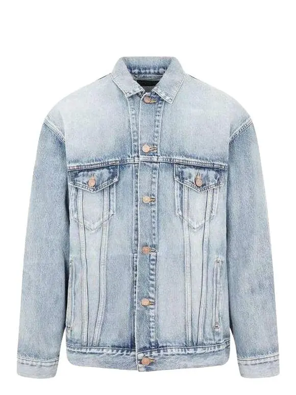 Balenciaga Bb Sprayed Denim Jacket - Light Blue Yellow