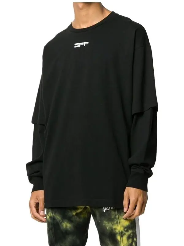 Off-White Back Mask Human Face Printing Round Neck - Black