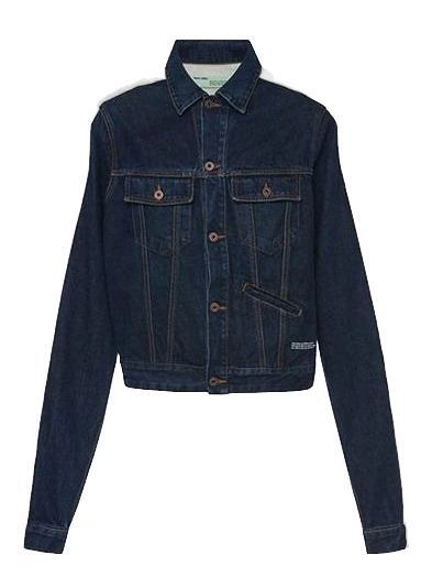 Off-White Splicing Sleeve Denim Jacket - Blue