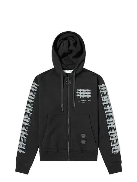Off-White Industrial Slim Zipped Hoodie - Black
