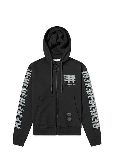 Off-White Industrial Slim Zipped Hoodie - Black