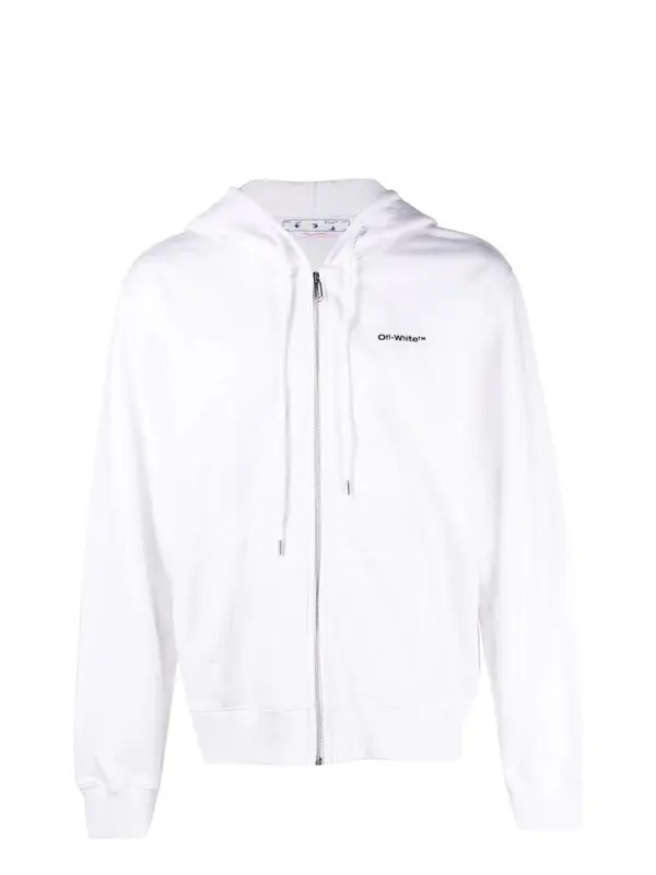 Off-White Diag-print Zip-up Hoodie - White