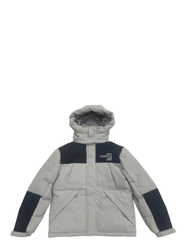 NEW BALANCE Hooded Down Jacket - Grey/black