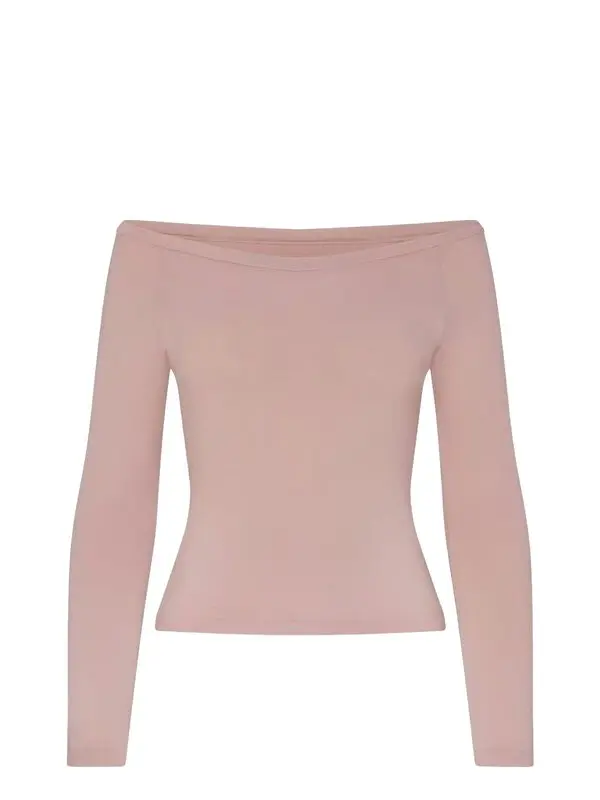 Nike X Skims Stretch Knit Off-shoulder Long Sleeve Top - Himalayan