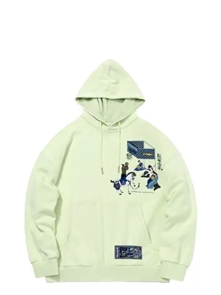 LI-NING Badfive Pullover Hoodie With Graphic Print - Light Green/blue/brown