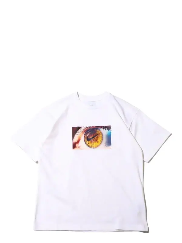 Nike Eye Pattern Logo Printing Round Neck Casual Short Sleeve White T-shirt - Default Color