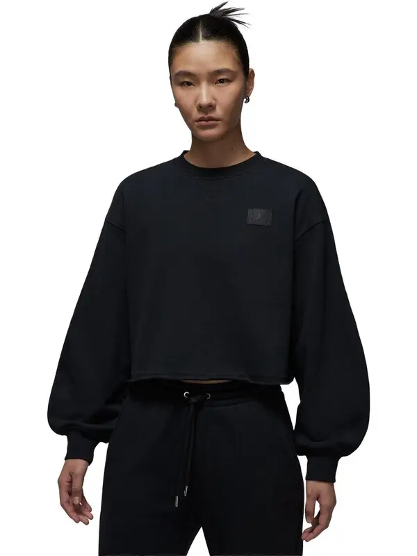 JORDAN Air Flight Fleece Crew Neck Sweatshirt - Black