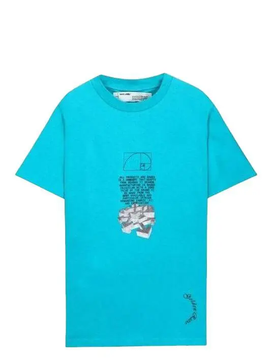 Off-White Alphabet Printing Short Sleeve Blue - Multi-color