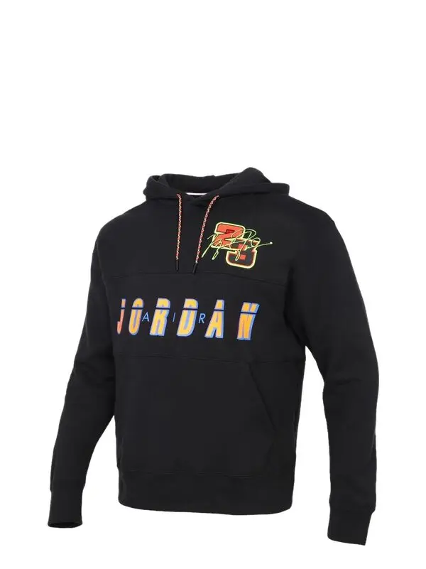 JORDAN Air Logo Print Basketball Hoodie - Black