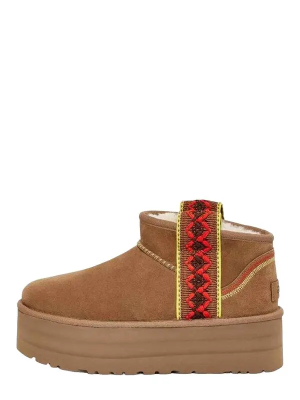UGG Classic Ultra Mini Braid Platform Boots - Chestnut