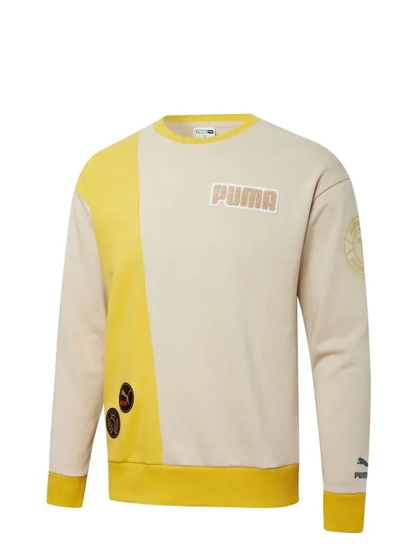 PUMA Mix Badge Long Crew Sweater - Beige