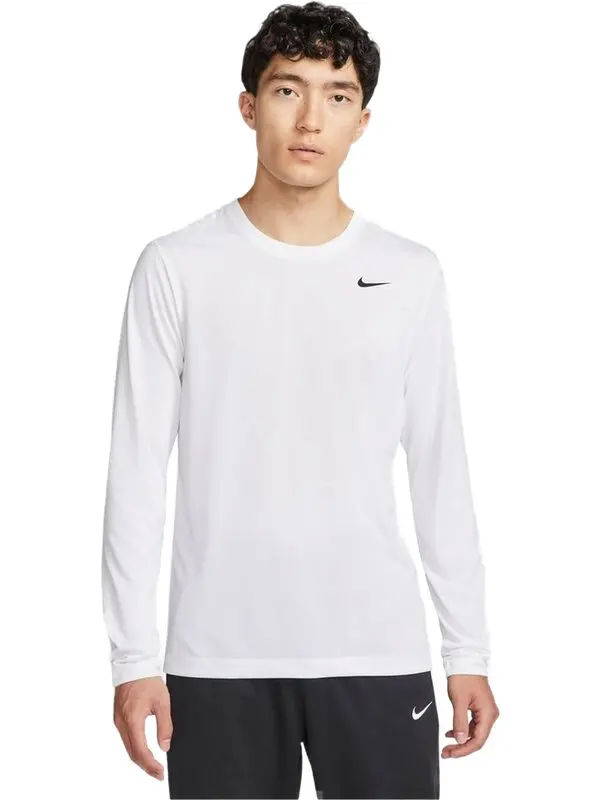 Nike Dri-fit Logo Long-sleeves Tee - White/black