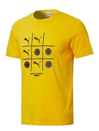 PUMA Letter Logo Printed Cotton Short Sleeve - Yellow