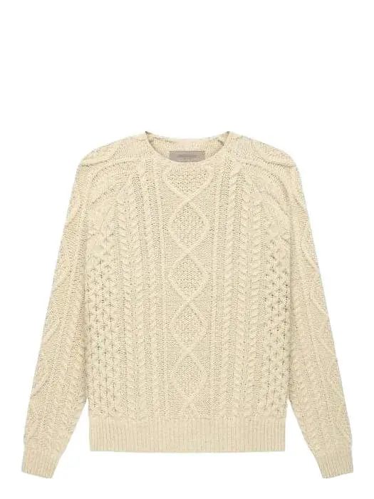 Fear Of God Fw22 Cable Knit Pullover - Egg Shell Yellow