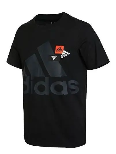 Adidas Mh Bp3 Tee1 Alphabet Logo Printing Round Neck Short Sleeve Black T-shirt - Default Color