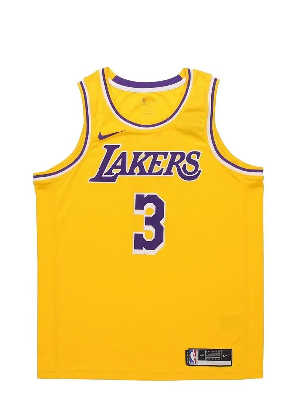 Nike Los Angeles Lakers Davis No. 3 Basketball Jersey - Yellow