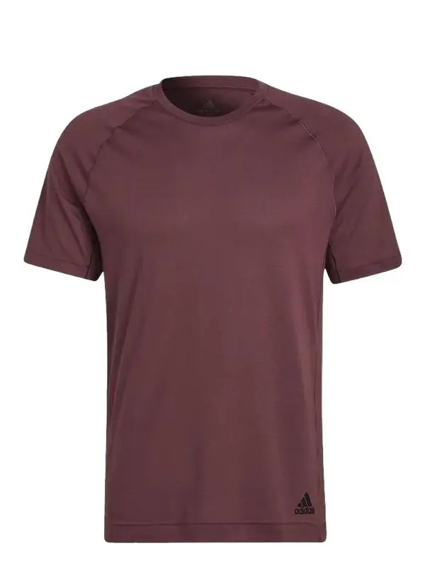 Adidas Solid Color Small Alphabet Logo Printing Round Neck Short Sleeve Wine Red T-shirt - Default Color