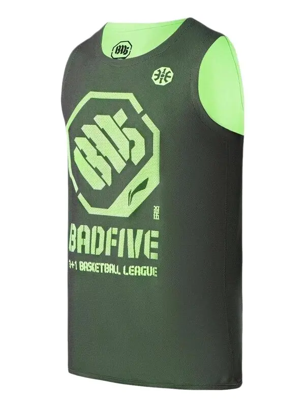 LI-NING X Jon Burgerman Badfive Reversible Basketball Jersey - Army Green