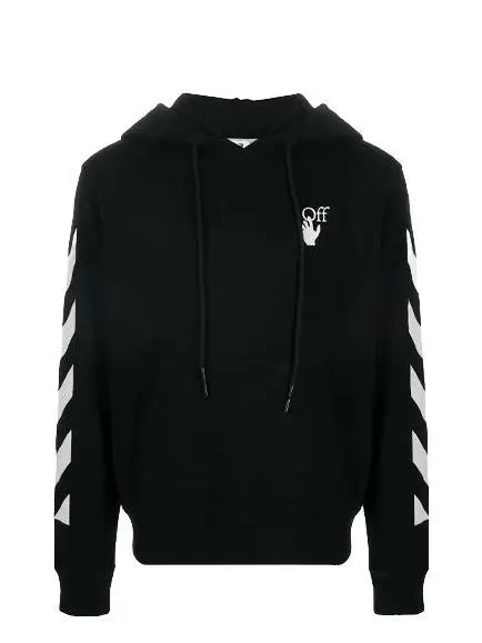 Off-White Diagonal Stripes Logo Hoodie - Black