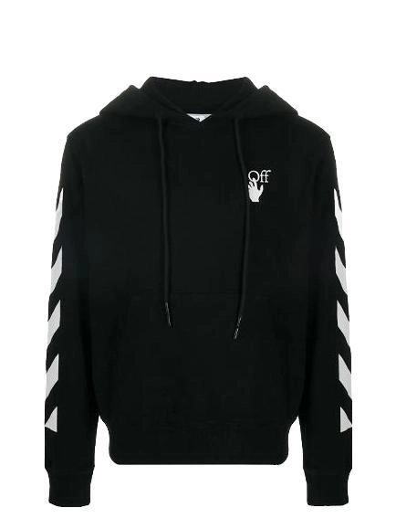 Off-White Diagonal Stripes Logo Hoodie - Black