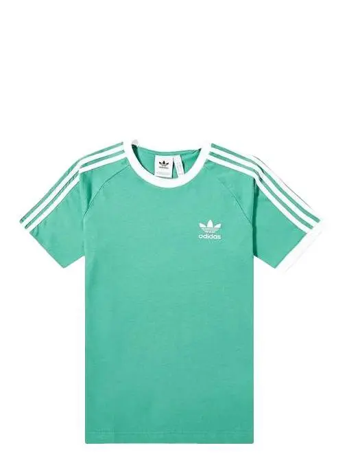 Adidas Originals 3-stripes Tee Casual Round Neck Loose Logo Stripe Short Sleeve - Green