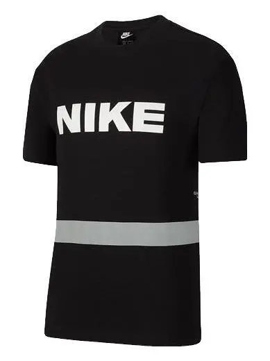 Nike Logo Alphabet Printing Round Neck Casual Short Sleeve T-shirt - Black