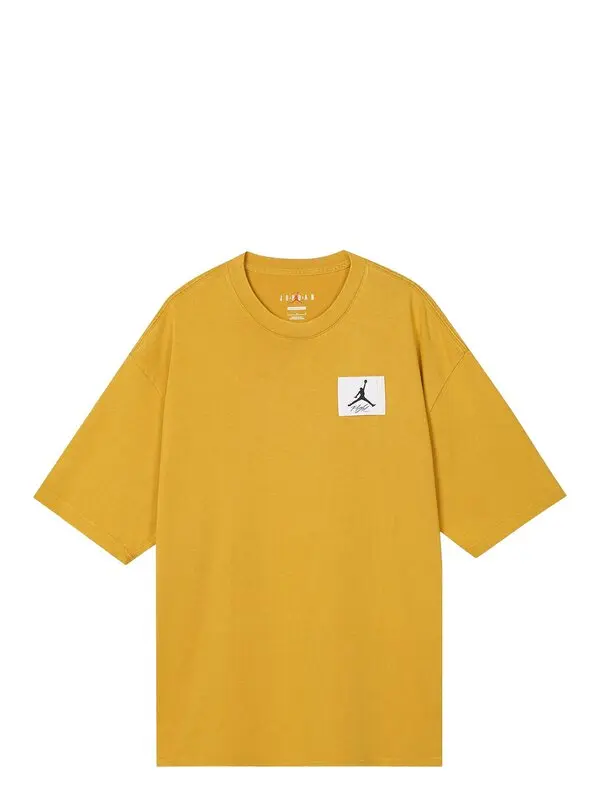 JORDAN Fw22 Logo Label Loose Round Neck Short Sleeve Yellow T-shirt - Default Color