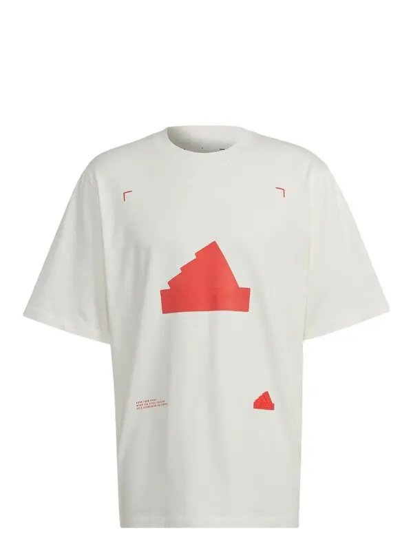 Adidas Ss22 Geometry Pattern Printing Casual Short Sleeve Jade White T-shirt - Multi-color
