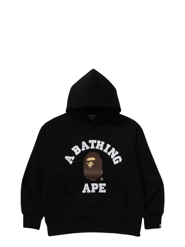 A BATHING APE College Puffy Relaxed Fit Pullover Hoodie - Black