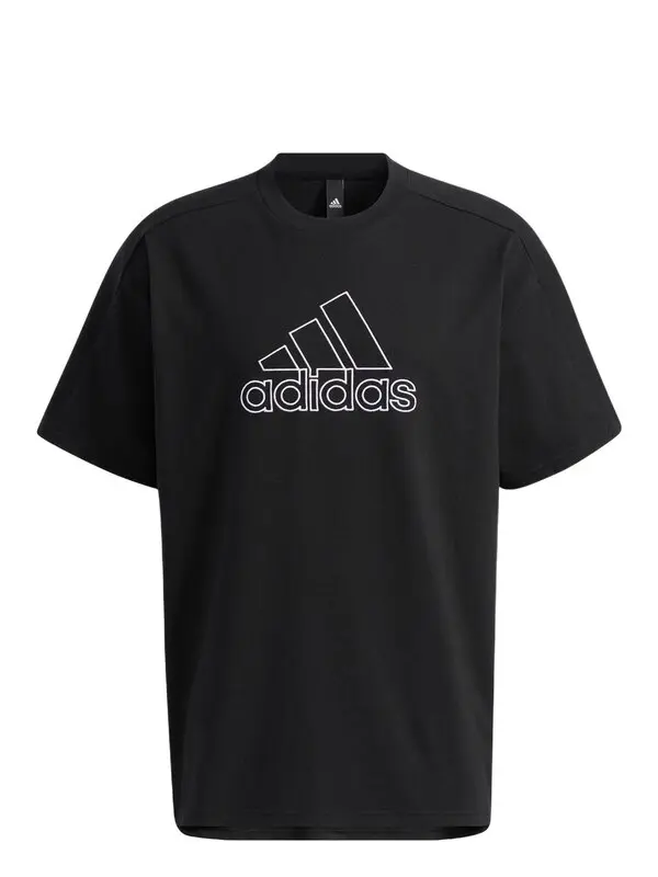 Adidas Brand Logo Solid Color Stripe Breathable Short Sleeve Black - Multi-color