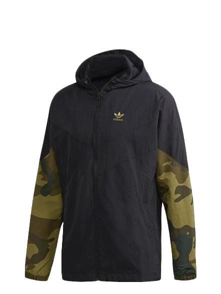 Adidas Originals Camouflage Splicing Hooded Windbreaker - Black