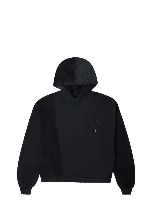CONVERSE Corduroy Splicing Solid Color Sports Hoodie - Black