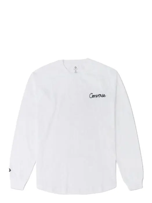 CONVERSE Chain Stitch Long Sleeve Raglan T-shirt - White