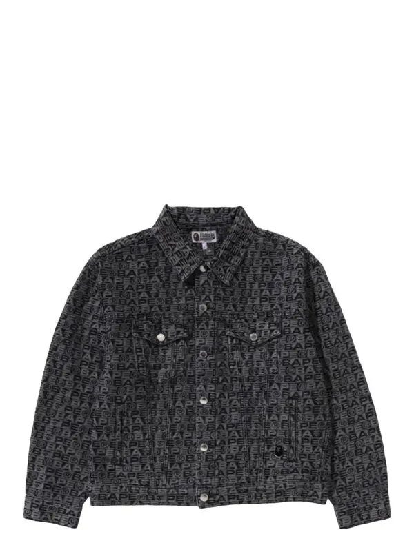 A BATHING APE Lux Sport Pattern Jacquard Denim Trucker Jacket - Black