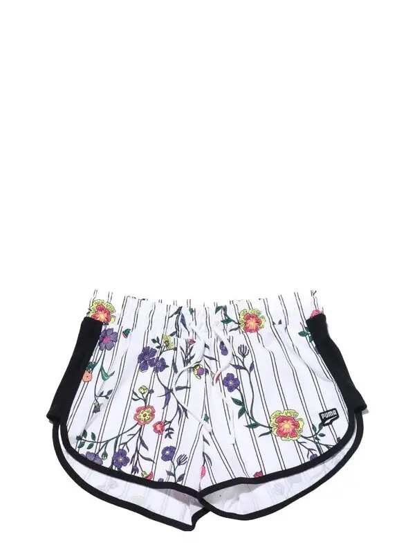 PUMA Floral Striped Knit Shorts - White