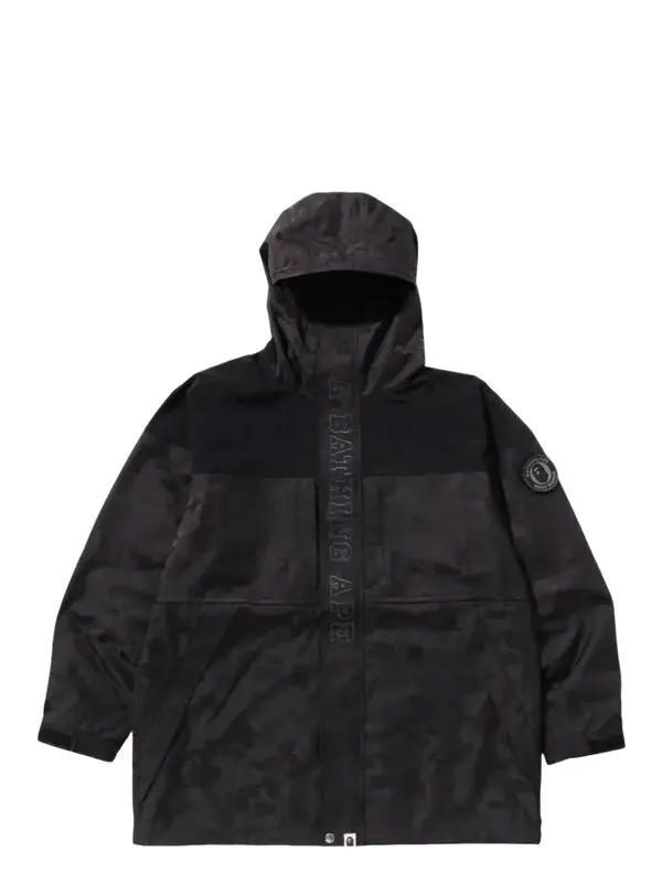 A BATHING APE Solid Camo Jacquard Long Coat - Black