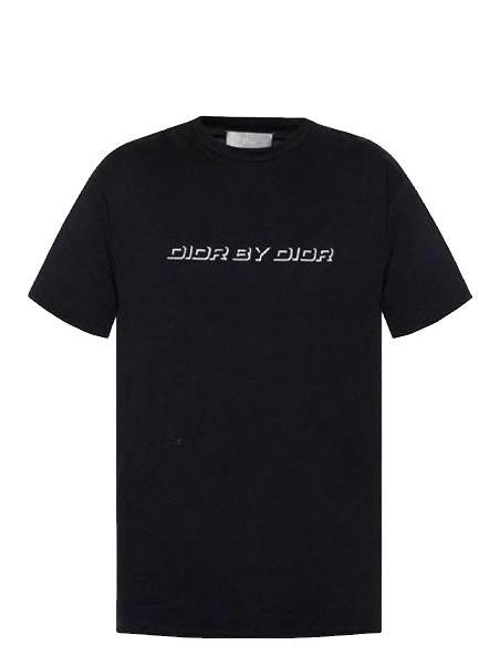 Dior Embroidered Logo Printing Short Sleeve - Black