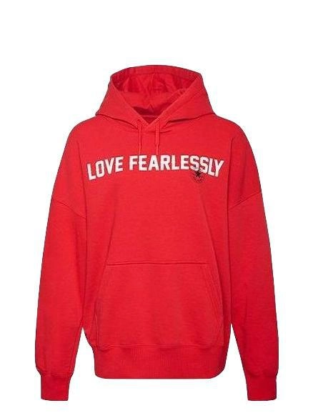 CONVERSE Love The Progress" Oversized Pullover Hoodie - Red