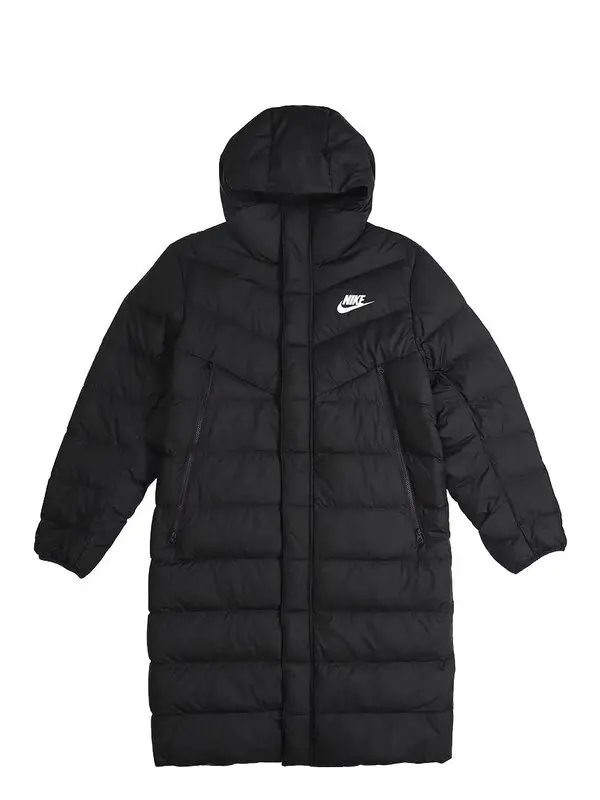 Nike Windrunner Down Fill Long Hooded Jacket - Black