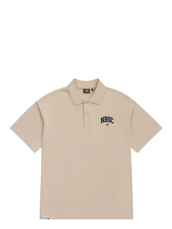 NEW BALANCE Logo Polo Tee Asia Sizing 'beige - Beige/black